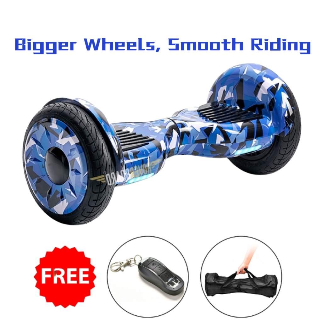 10 Inch Hoverboard, Blue Military, Bluetooth, Remote + Free Carry Bag