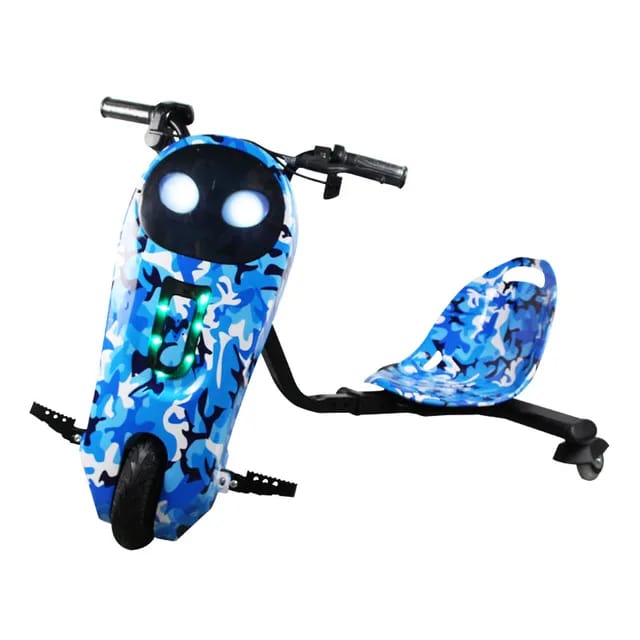 Blue Miliatry 3-Wheel Drifter 360 Scooter for Kids with Bluetooth,