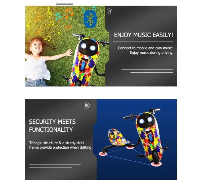 Universe 3-Wheel Drifter 360 Scooter for Kids with Bluetooth