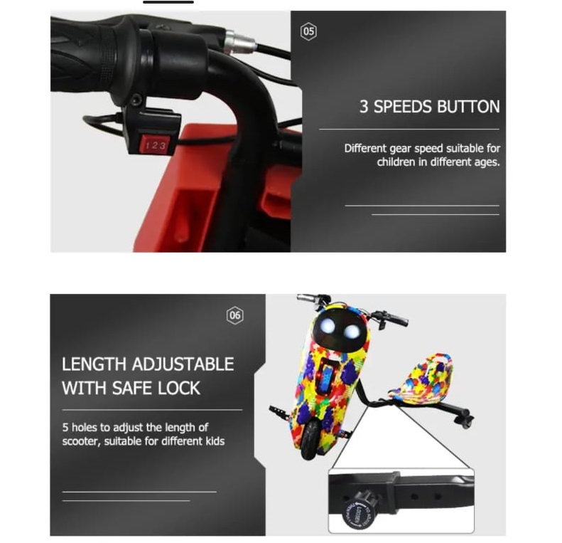 Universe 3-Wheel Drifter 360 Scooter for Kids with Bluetooth